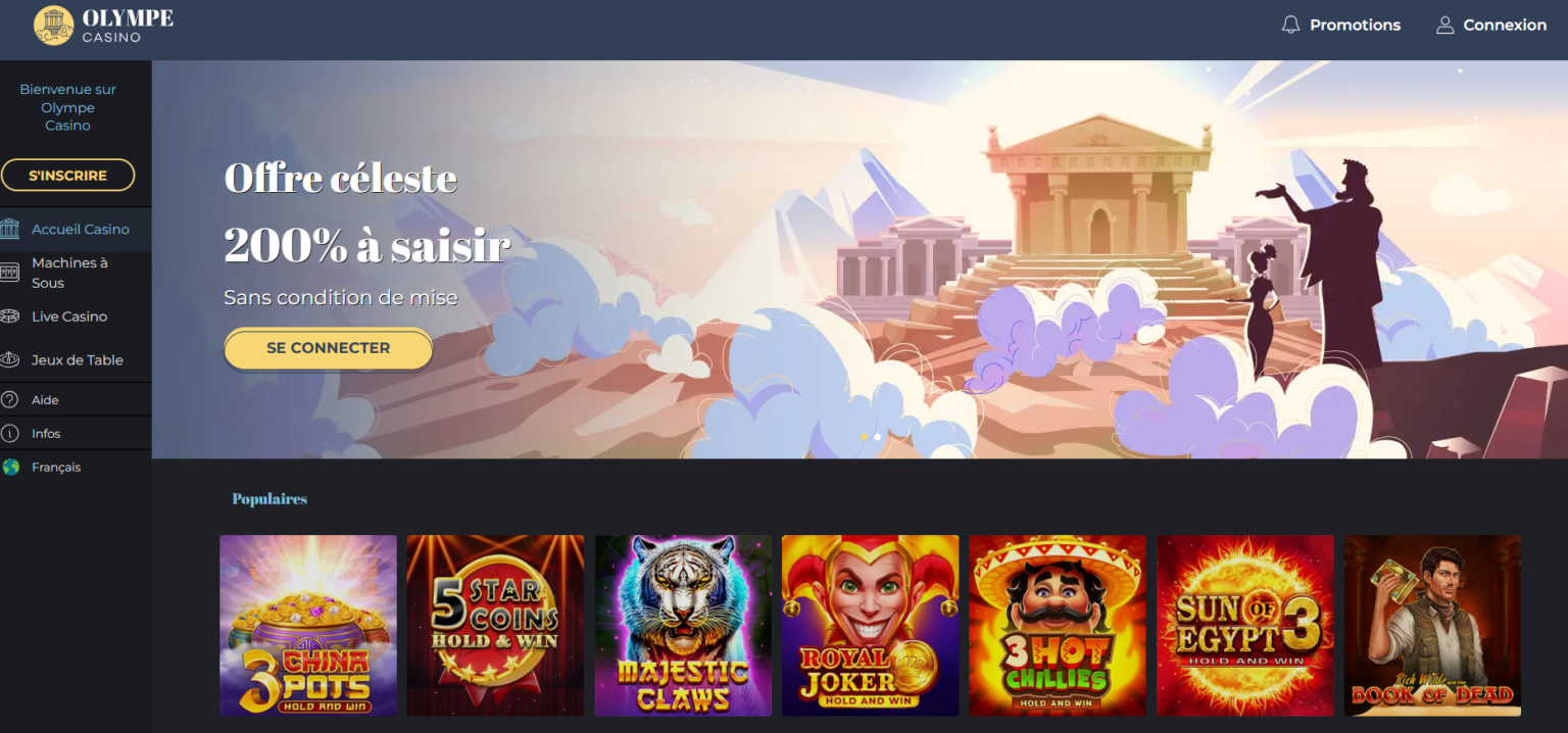 Casino en ligne | Jouez sur Olympe Casino avec 500€ sans Wager